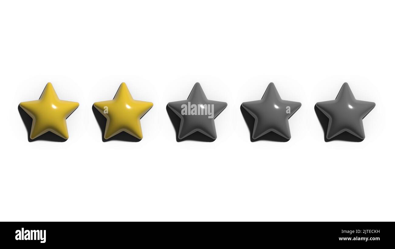 Two stars review 3D rendering Stock Photo - Alamy