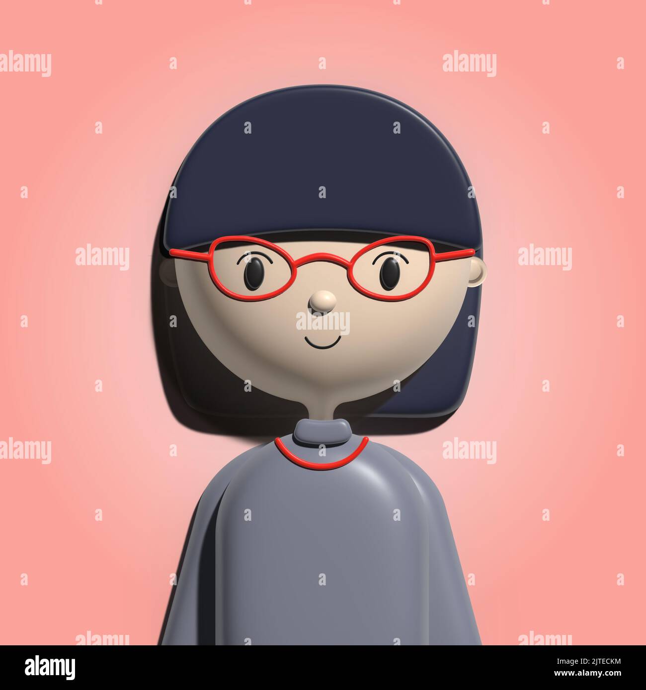 Woman avatar in red glasses 3D rendering Stock Photo - Alamy