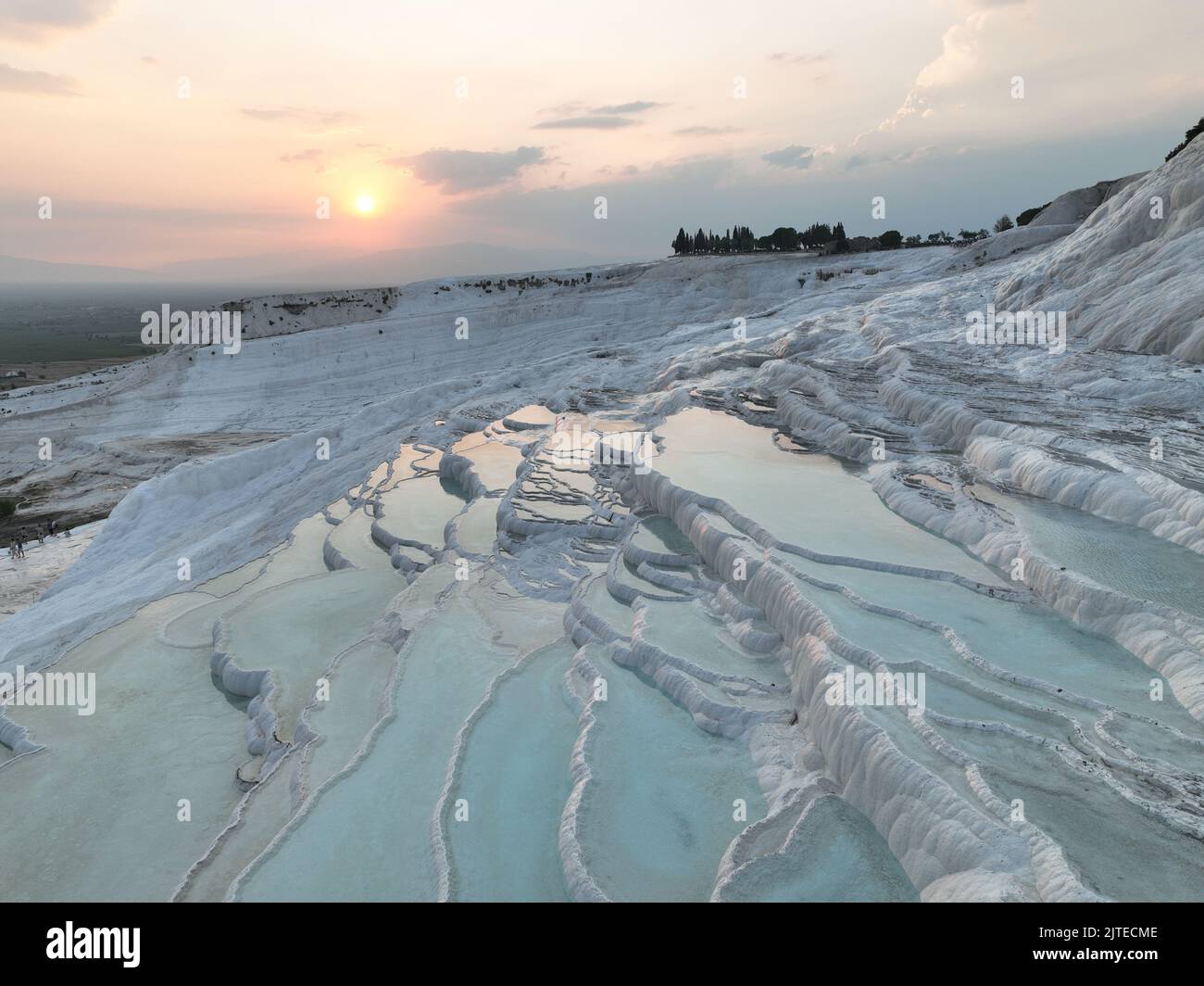 Pamukkale Travertines Cinematic Aerial Drone footage. Turkish famous ...