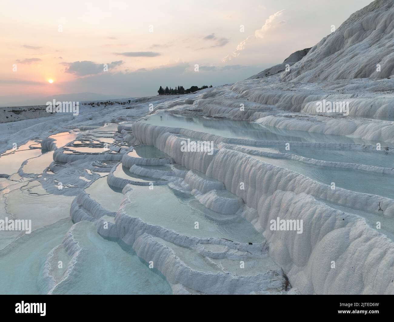 Pamukkale Travertines Cinematic Aerial Drone footage. Turkish famous ...