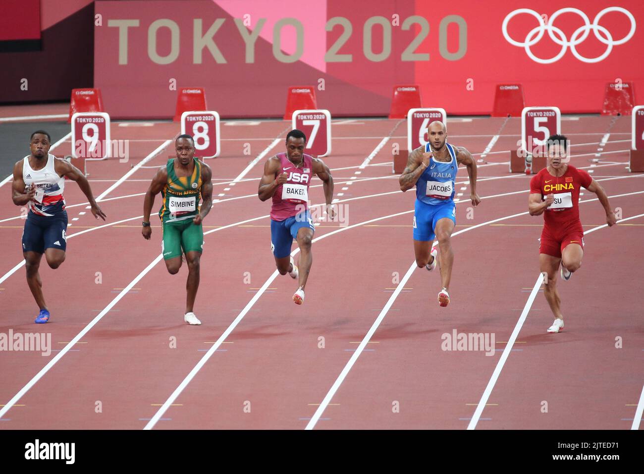 August 01st 2021 Tokyo Japan Chijindu Ujah Of Great Britain Akani Simbine Of South Africa