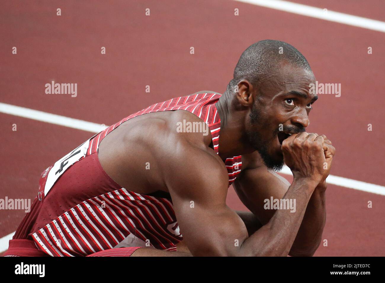 August 01st, 2021 - Tokyo, Japan: Femi Ogunode of Qatar finishes last ...