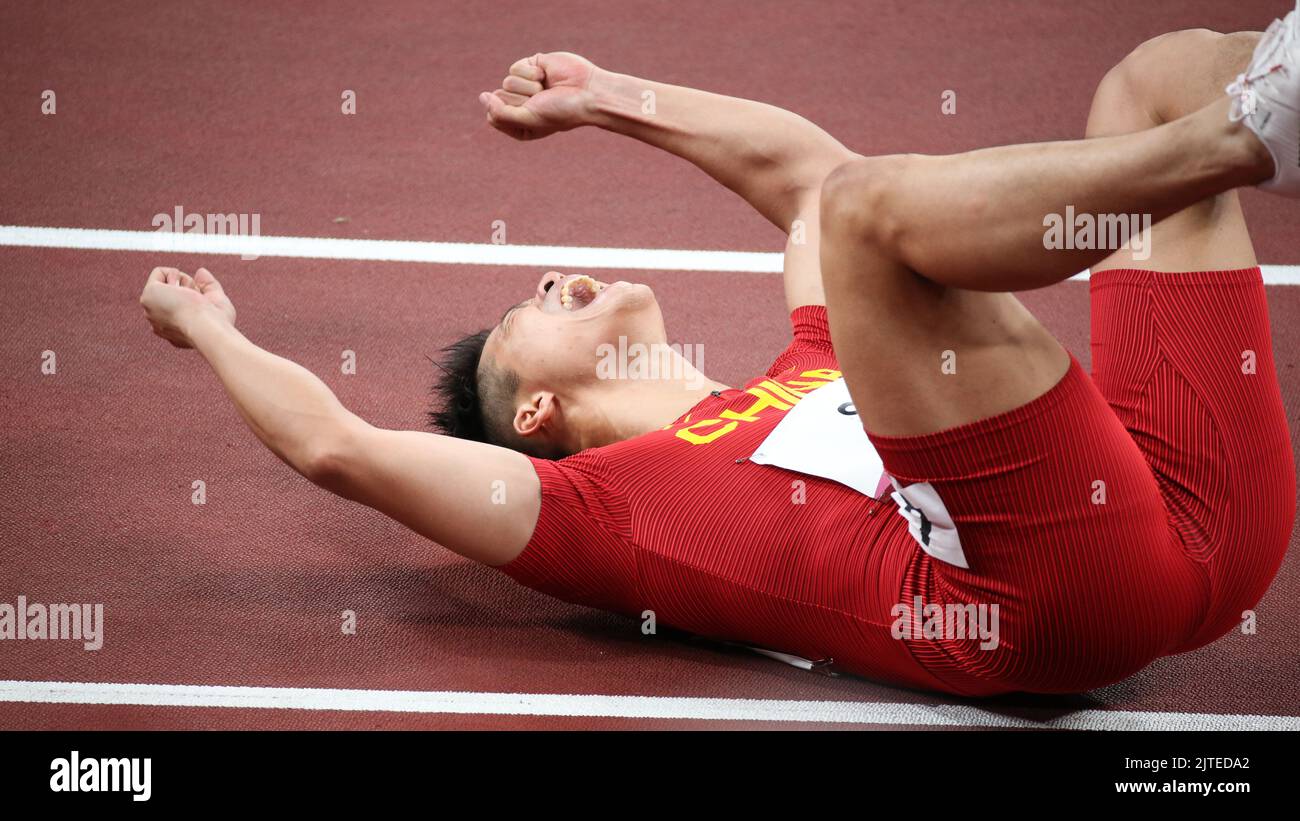 August 01st, 2021 - Tokyo, Japan: SU Bingtian of China wins the Men's 100m Semi-Final 3 and set ...