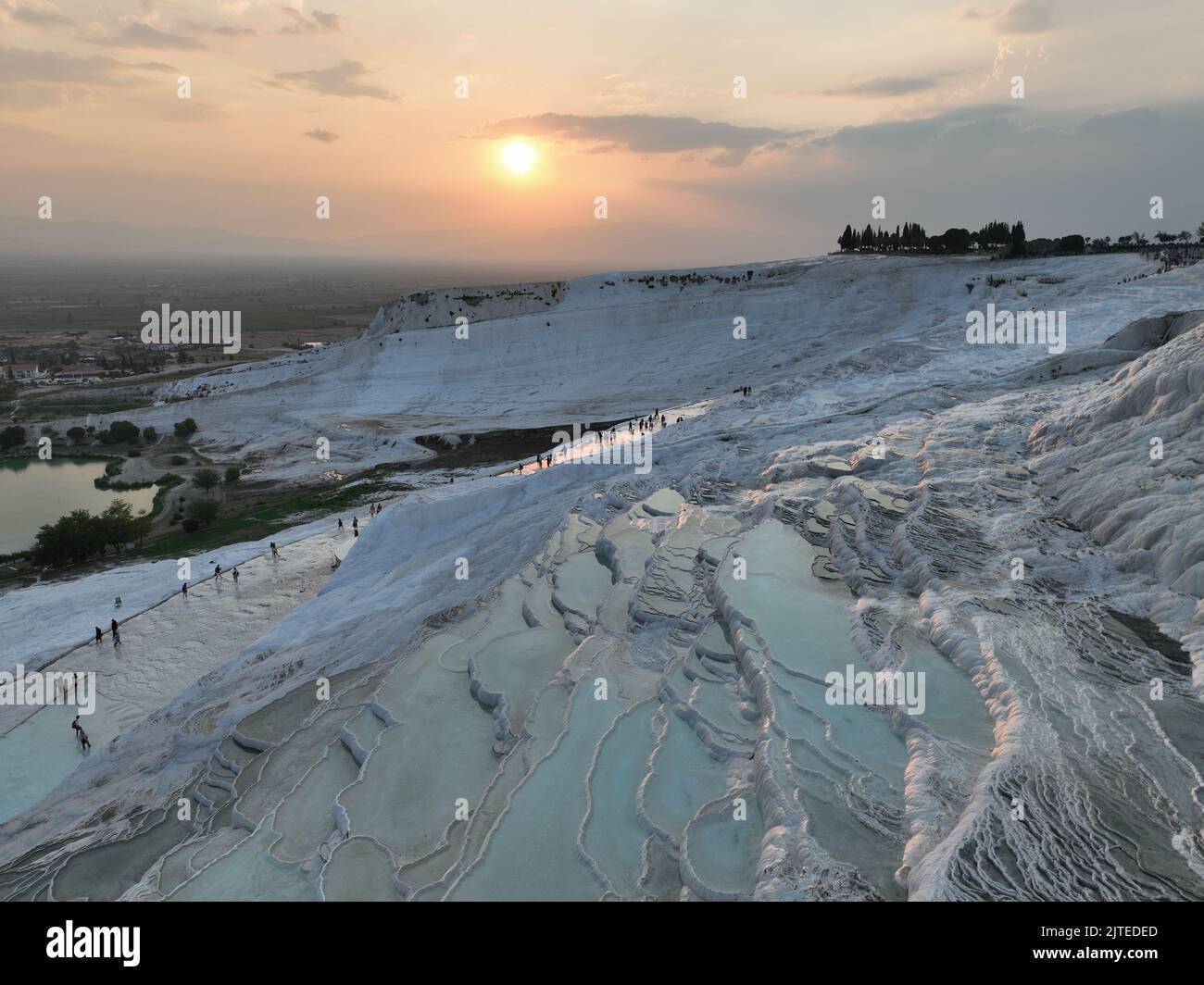 Pamukkale Travertines Cinematic Aerial Drone footage. Turkish famous ...