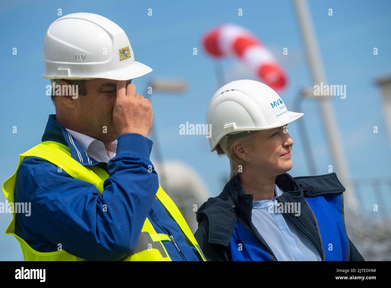 30 August 2022, Mecklenburg-Western Pomerania, Lubmin: Markus Söder ...