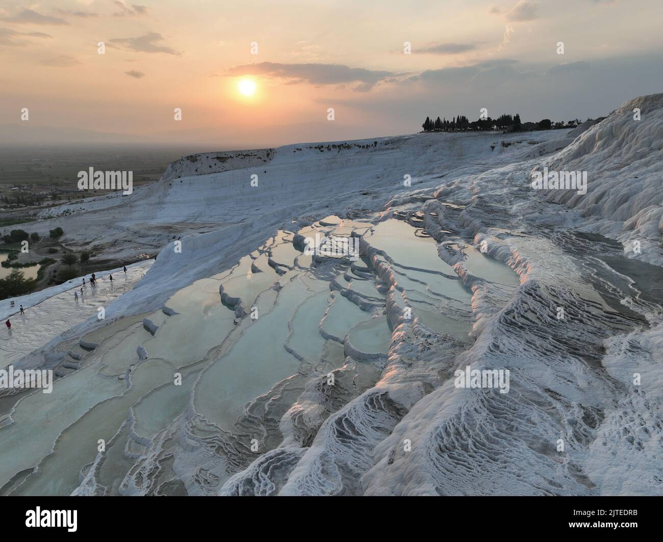 Pamukkale Travertines Cinematic Aerial Drone footage. Turkish famous ...