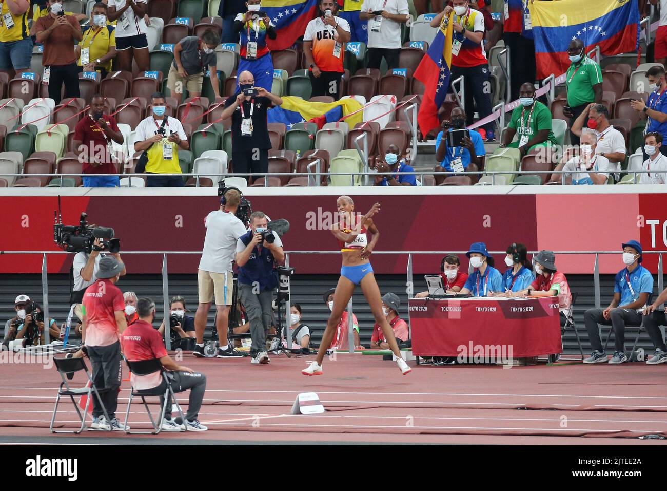 August 01st, 2021 - Tokyo, Japan: Yulimar Rojas of Venezuela reacts to ...