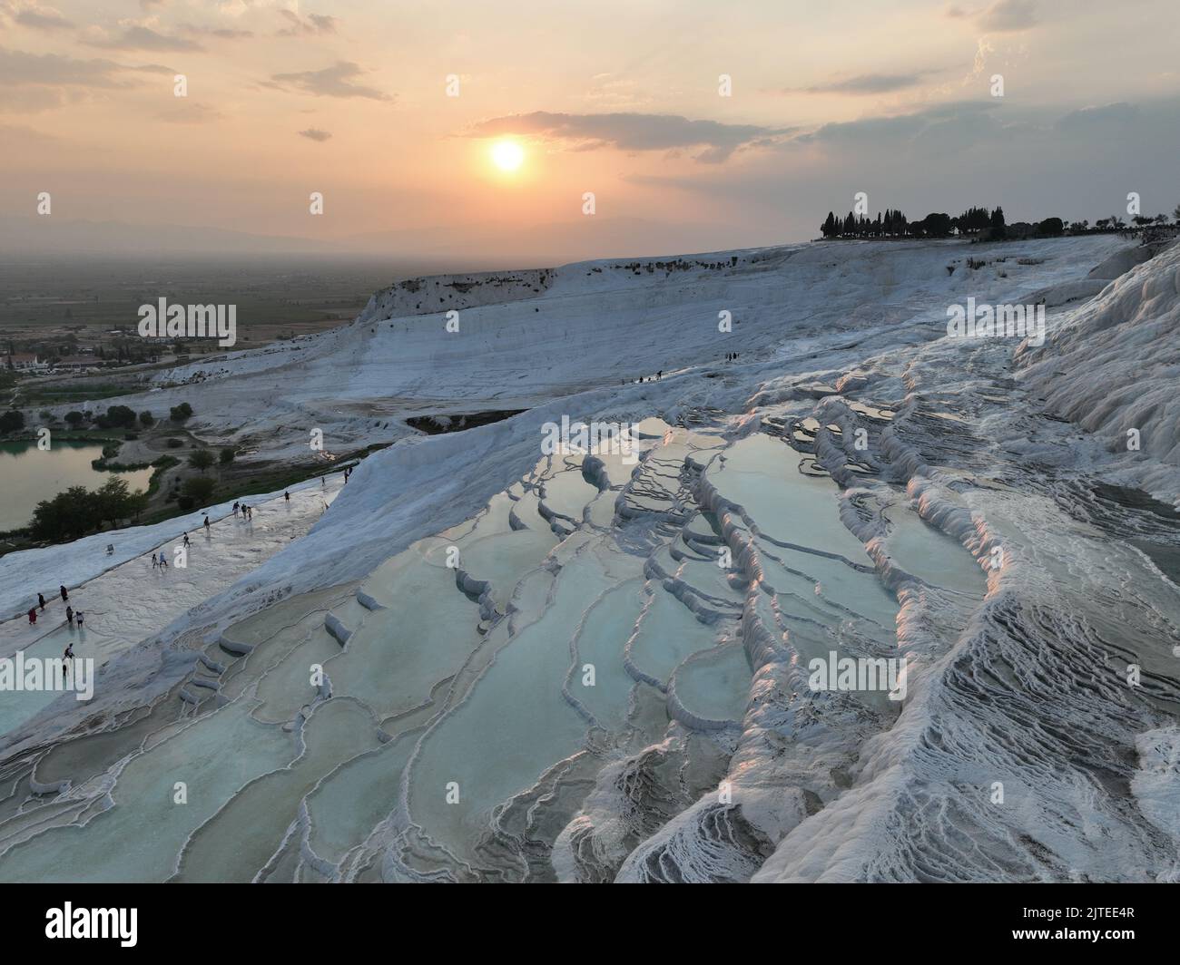 Pamukkale Travertines Cinematic Aerial Drone footage. Turkish famous ...