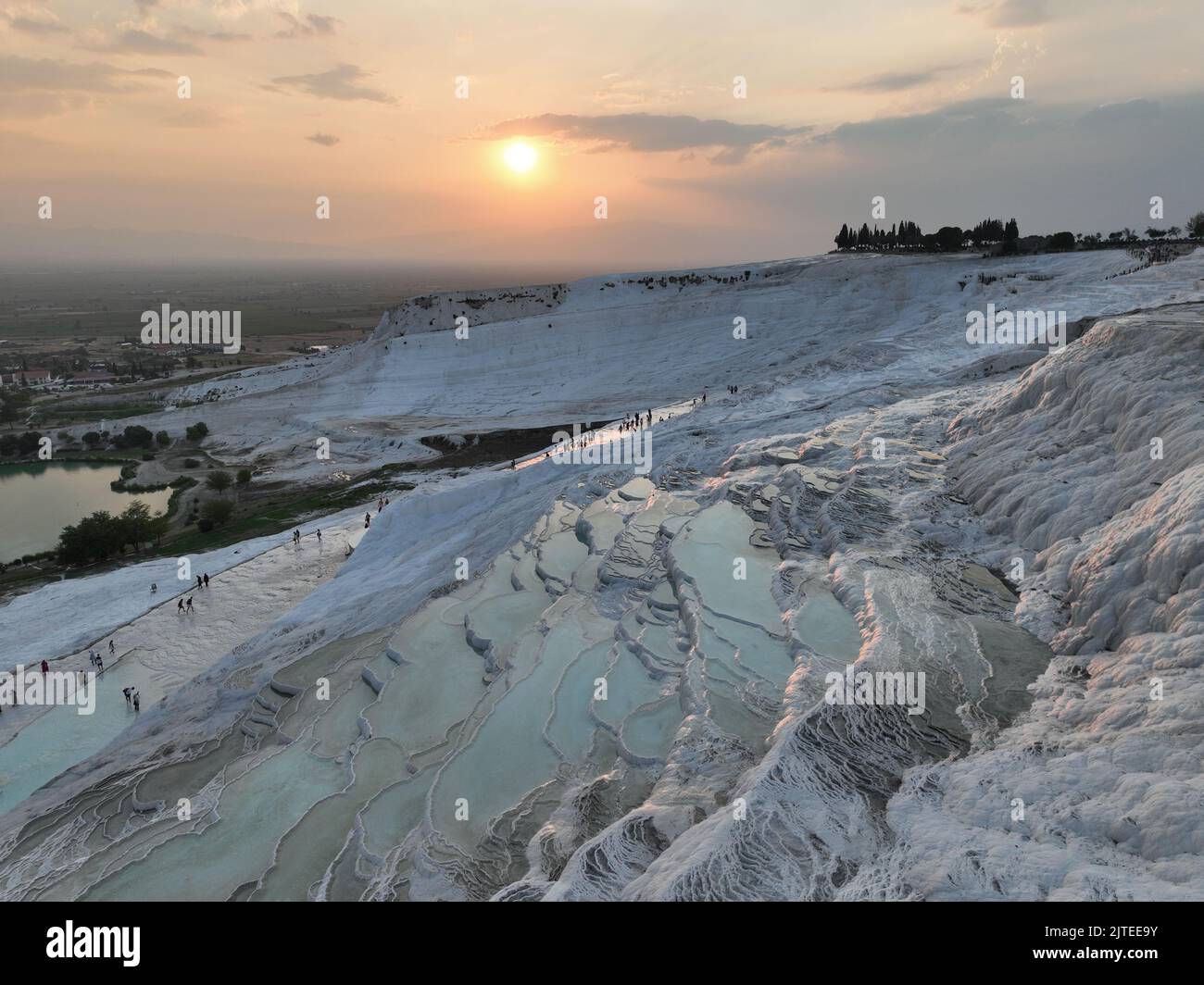 Pamukkale Travertines Cinematic Aerial Drone footage. Turkish famous ...