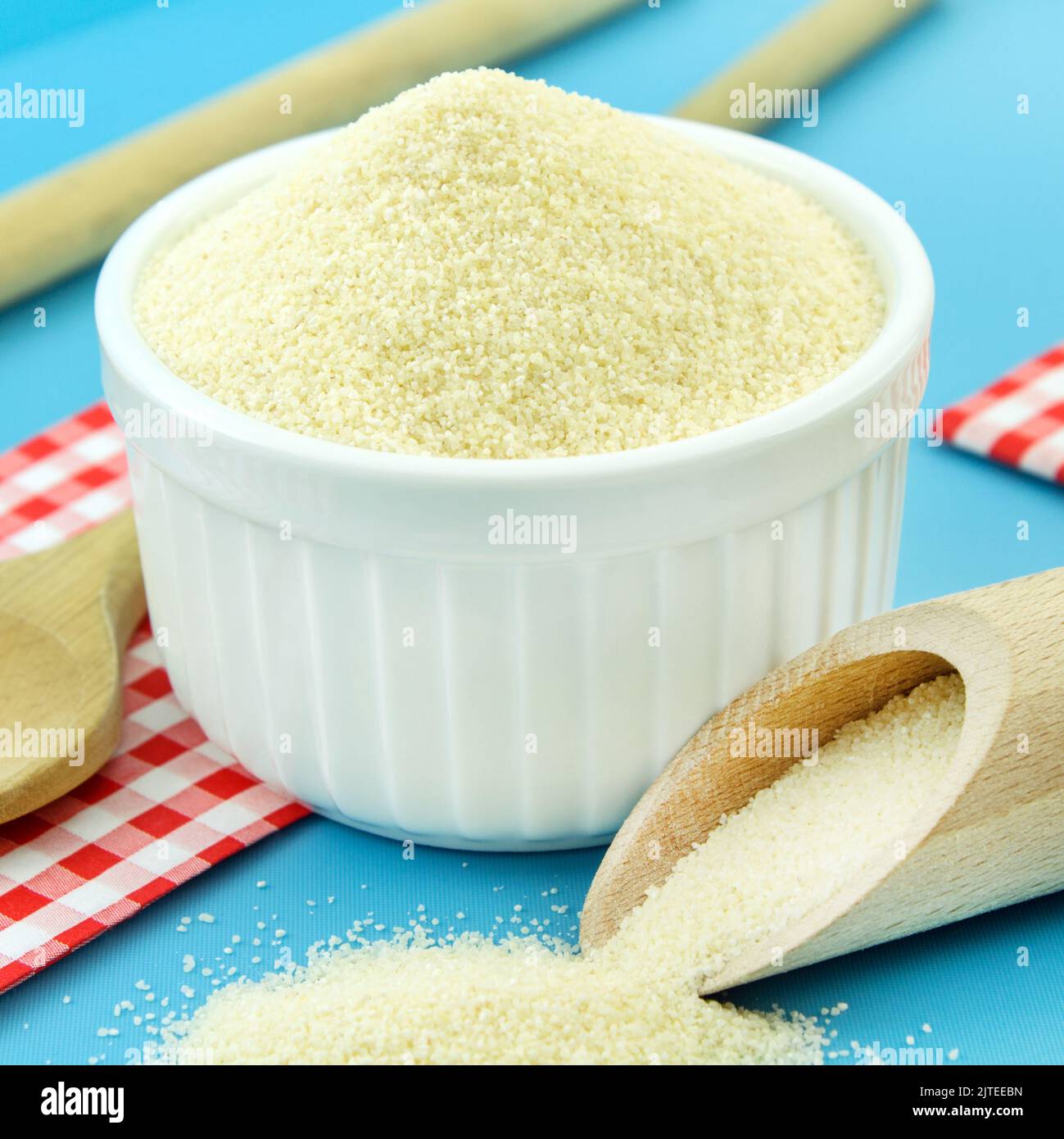 Soft Wheat Semolina flour and bowl close up Stock Photo - Alamy