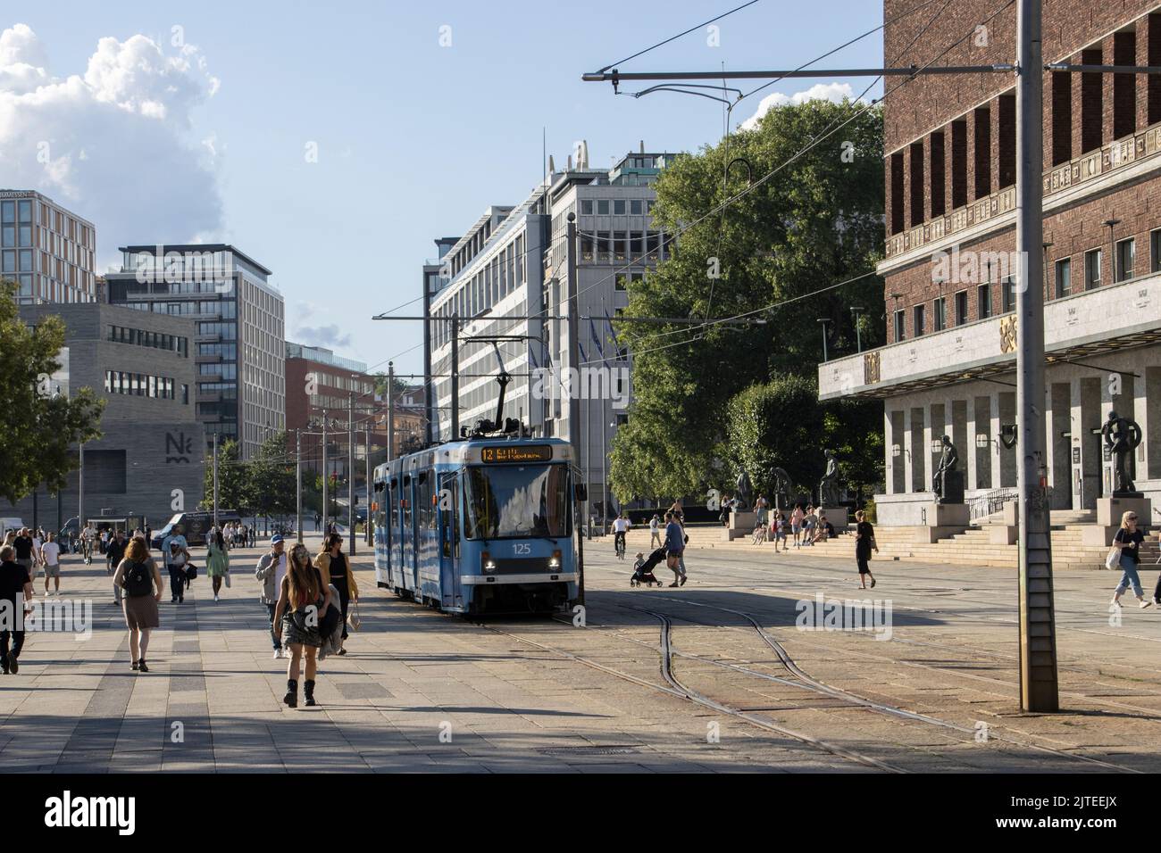 Rådhusplassen, located between Oslo City hall and Vika, Oslo, Norway ...