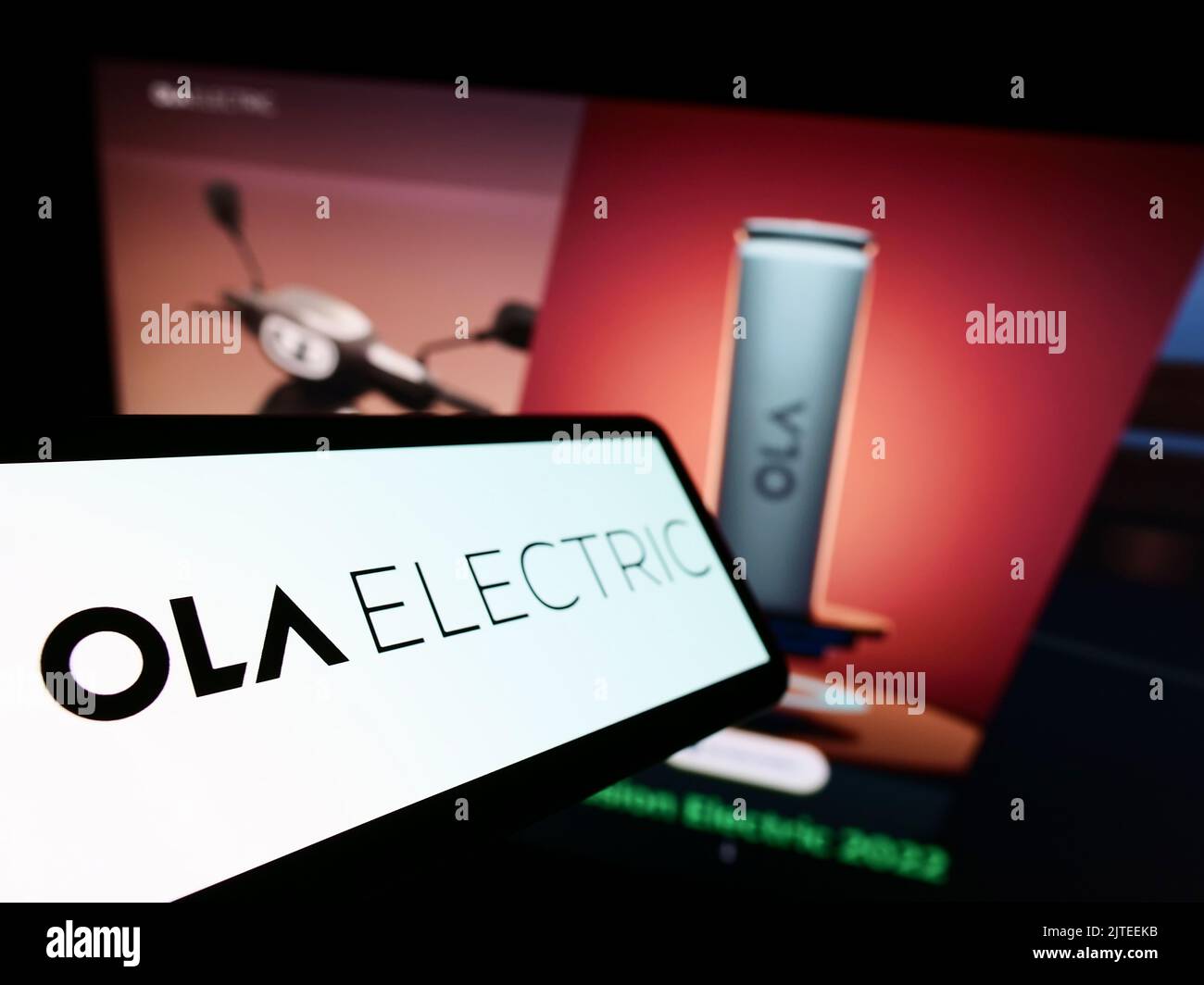 Smartphone with logo of Indian company Ola Electric Mobility Pvt. Ltd ...