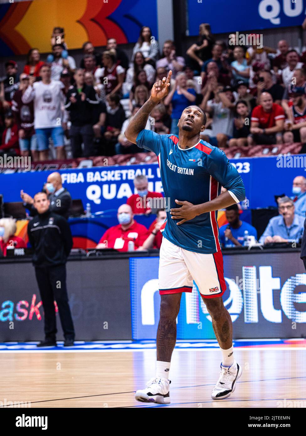 Great Britain nation mens team (team GB)play Latvia in a FIBA World Cup ...