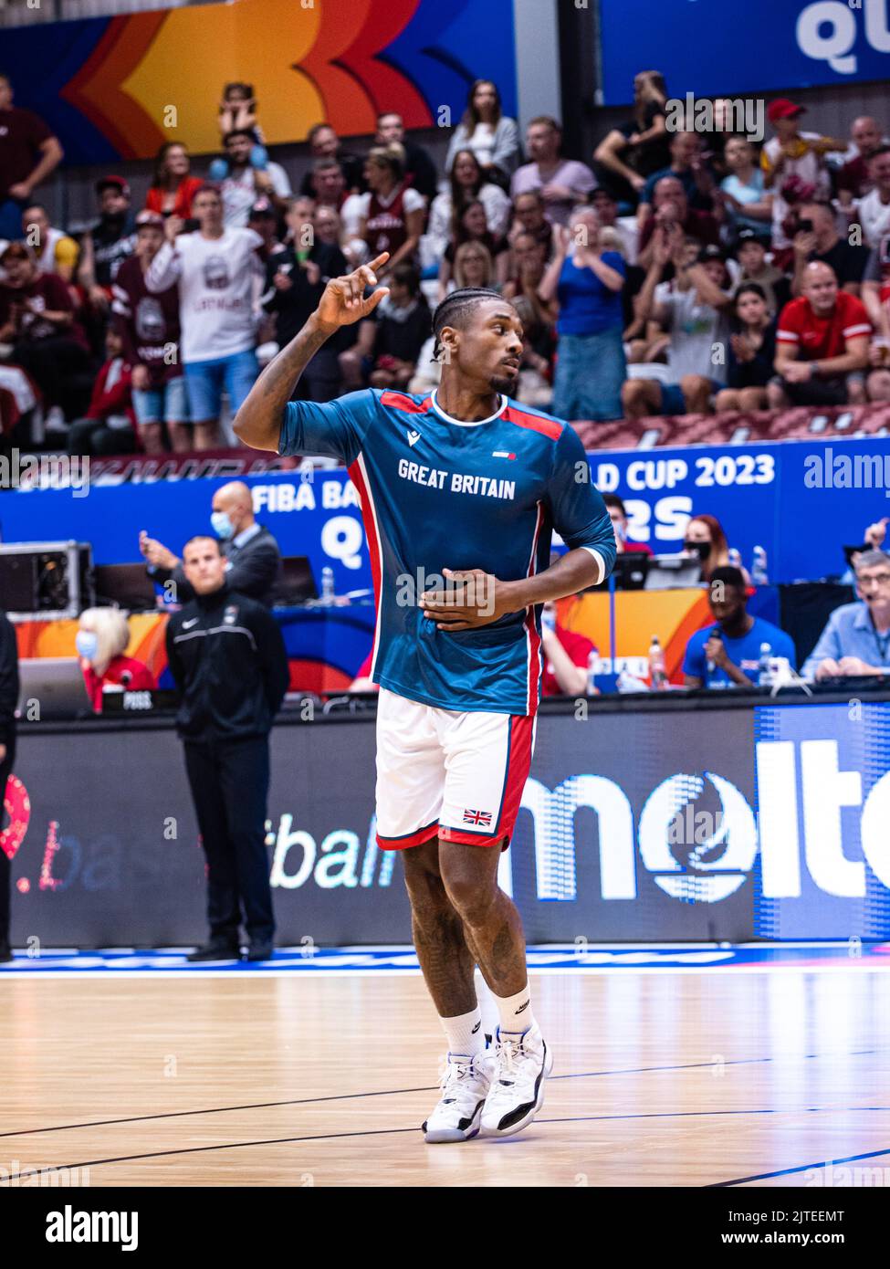 Great Britain nation mens team (team GB)play Latvia in a FIBA World Cup ...
