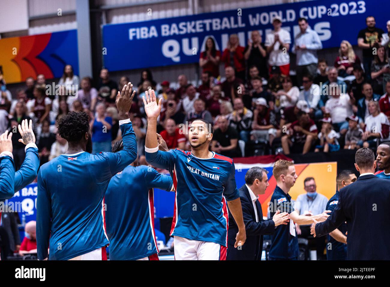 Great Britain nation mens team (team GB)play Latvia in a FIBA World Cup ...