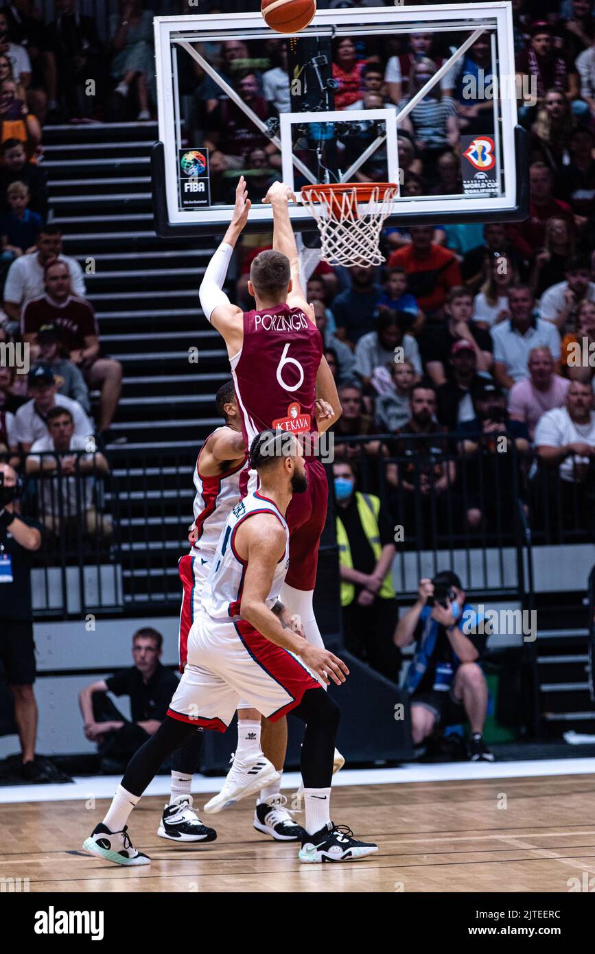 Great Britain nation mens team (team GB)play Latvia in a FIBA World Cup ...