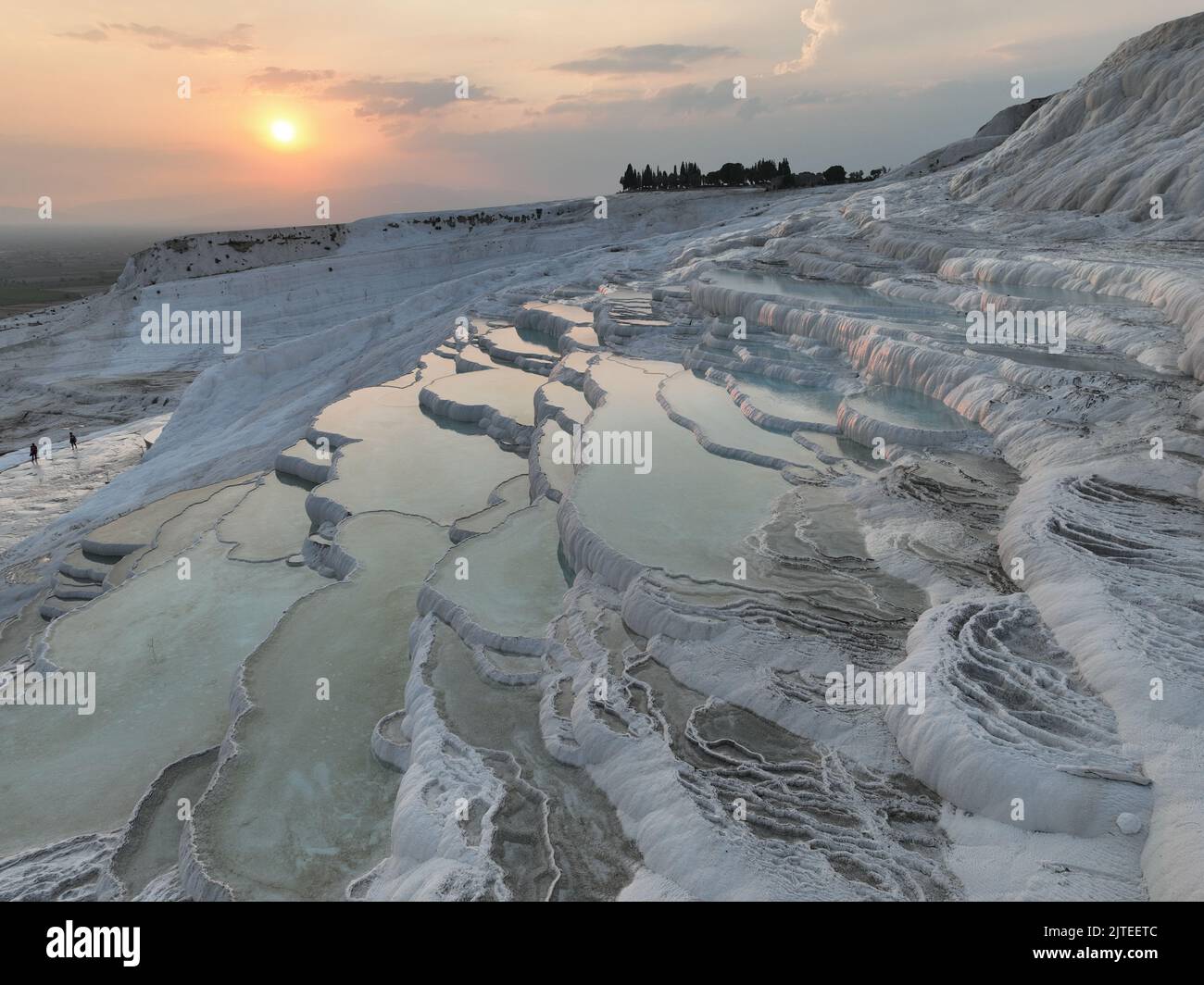 Pamukkale Travertines Cinematic Aerial Drone footage. Turkish famous ...