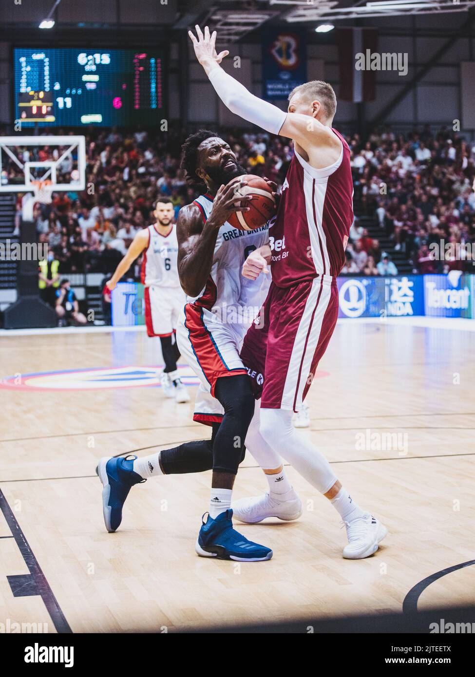 Great Britain nation mens team (team GB)play Latvia in a FIBA World Cup ...