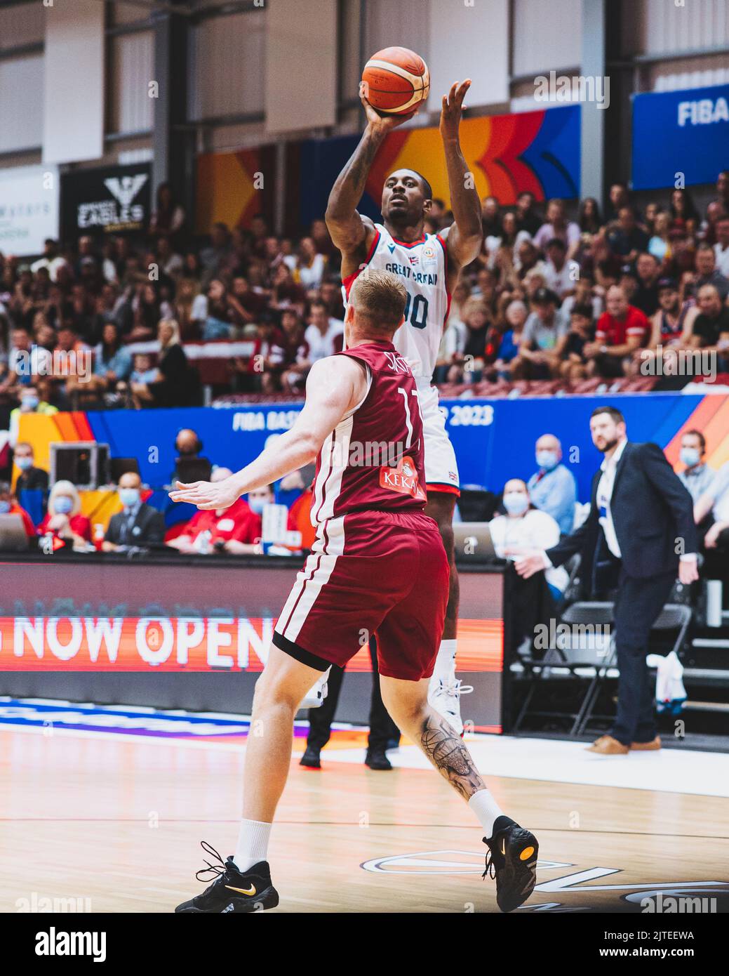 Great Britain nation mens team (team GB)play Latvia in a FIBA World Cup ...