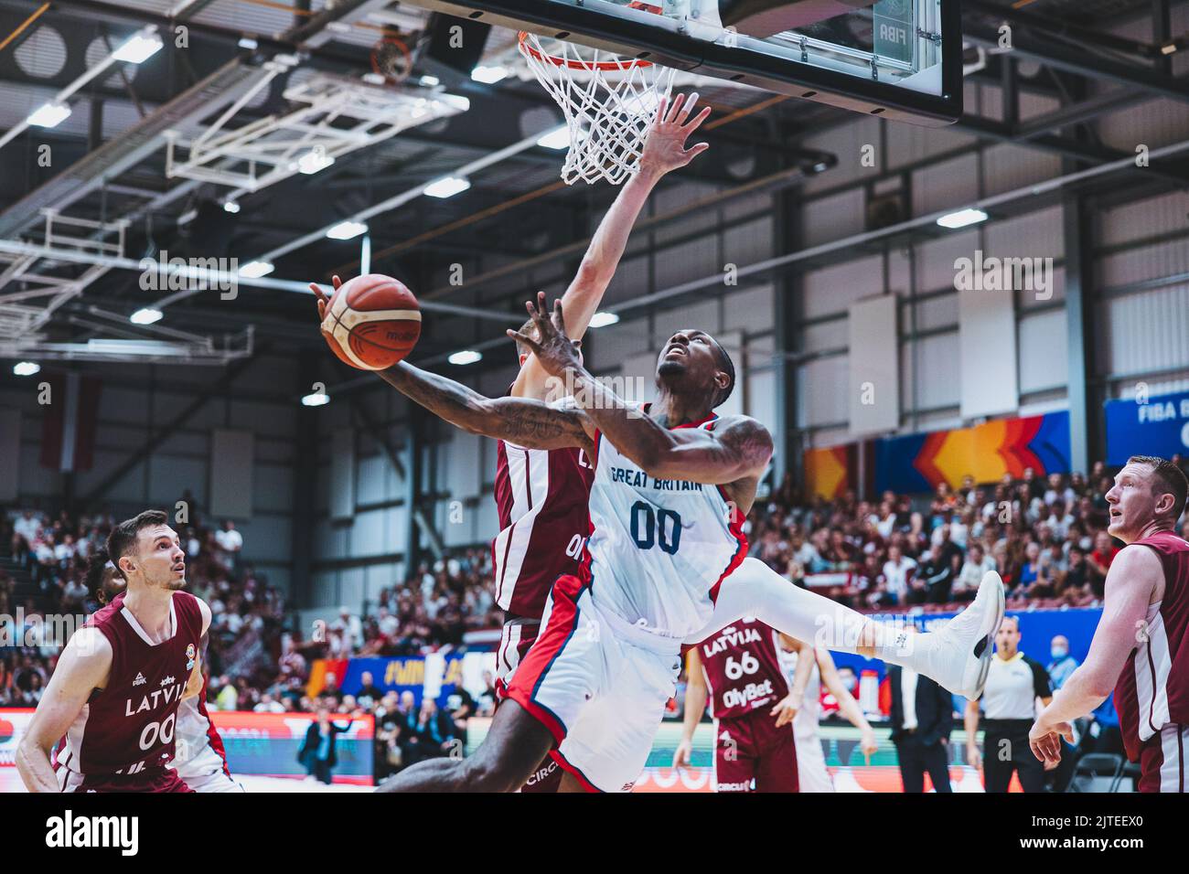 Great Britain nation mens team (team GB)play Latvia in a FIBA World Cup ...