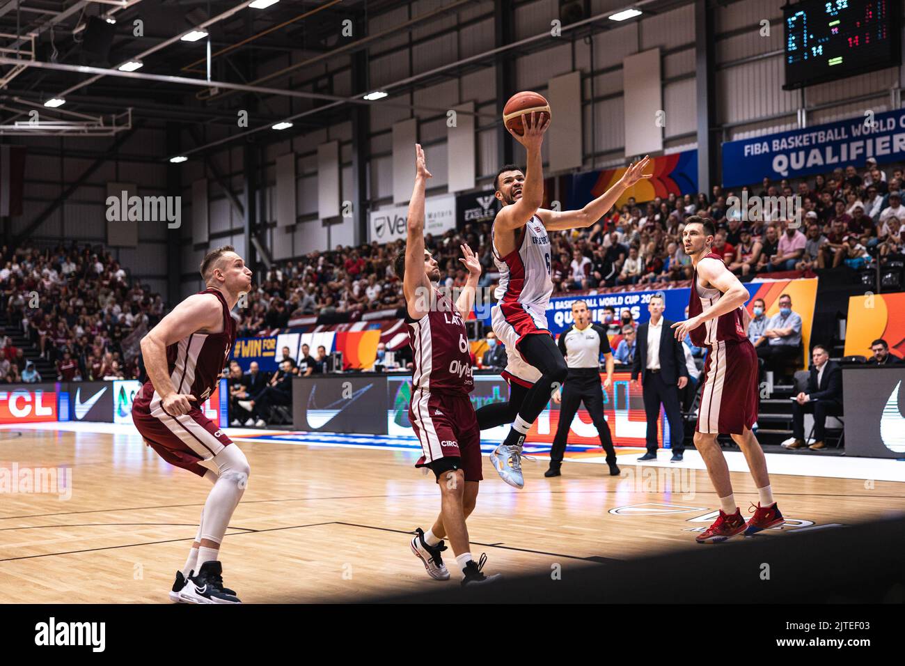 Great Britain nation mens team (team GB)play Latvia in a FIBA World Cup ...