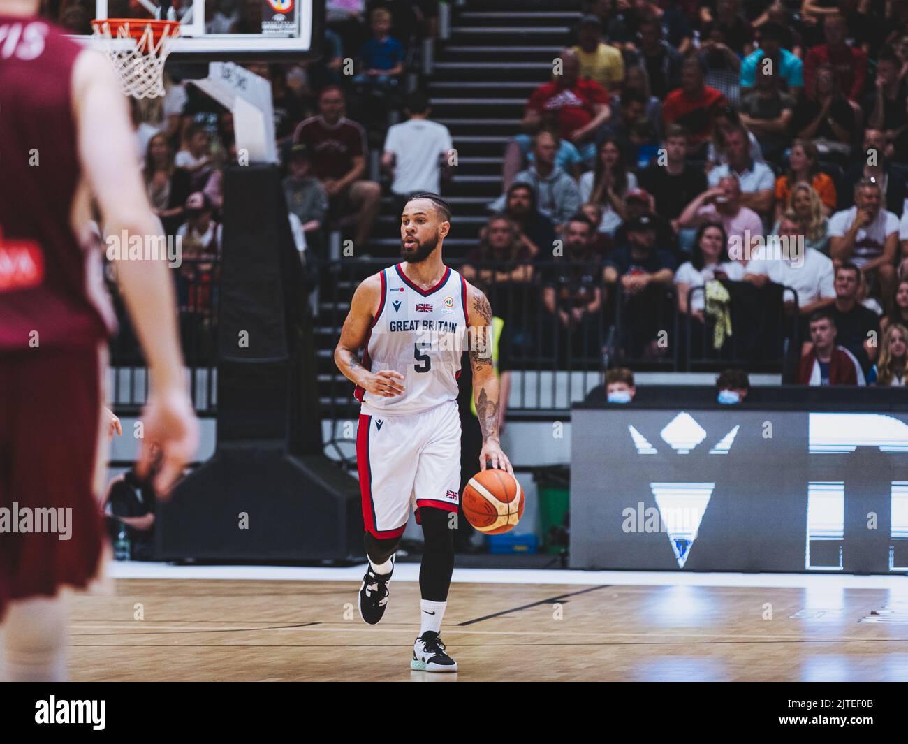 Great Britain nation mens team (team GB)play Latvia in a FIBA World Cup ...