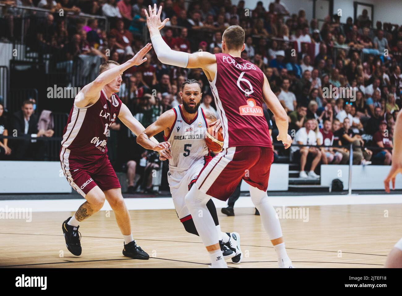 Great Britain nation mens team (team GB)play Latvia in a FIBA World Cup ...