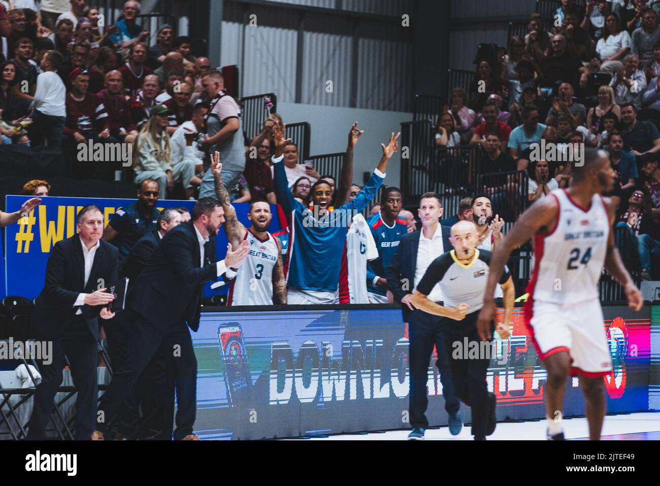 Great Britain nation mens team (team GB)play Latvia in a FIBA World Cup ...