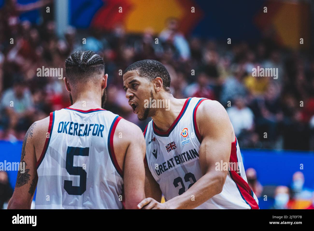 Great Britain nation mens team (team GB)play Latvia in a FIBA World Cup ...