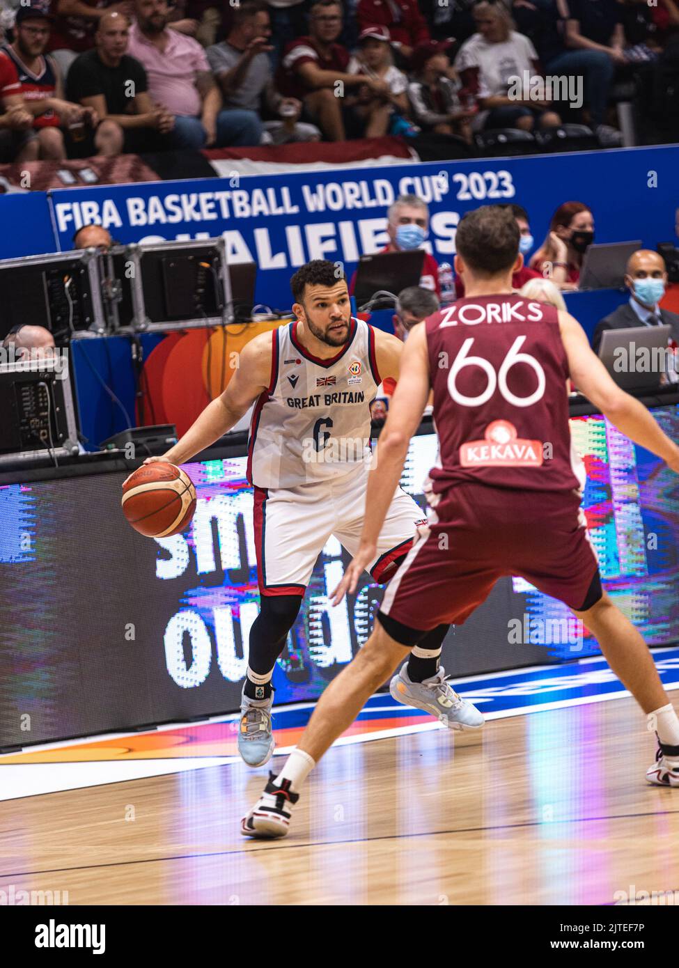 Great Britain nation mens team (team GB)play Latvia in a FIBA World Cup ...