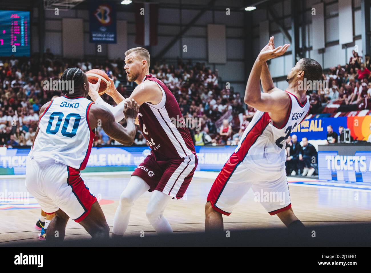 Great Britain nation mens team (team GB)play Latvia in a FIBA World Cup ...