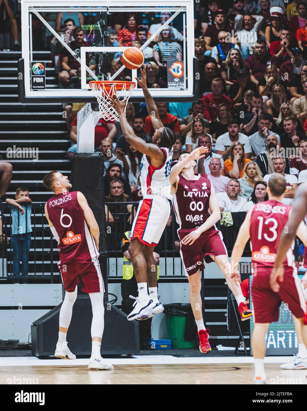 Great Britain nation mens team (team GB)play Latvia in a FIBA World Cup ...