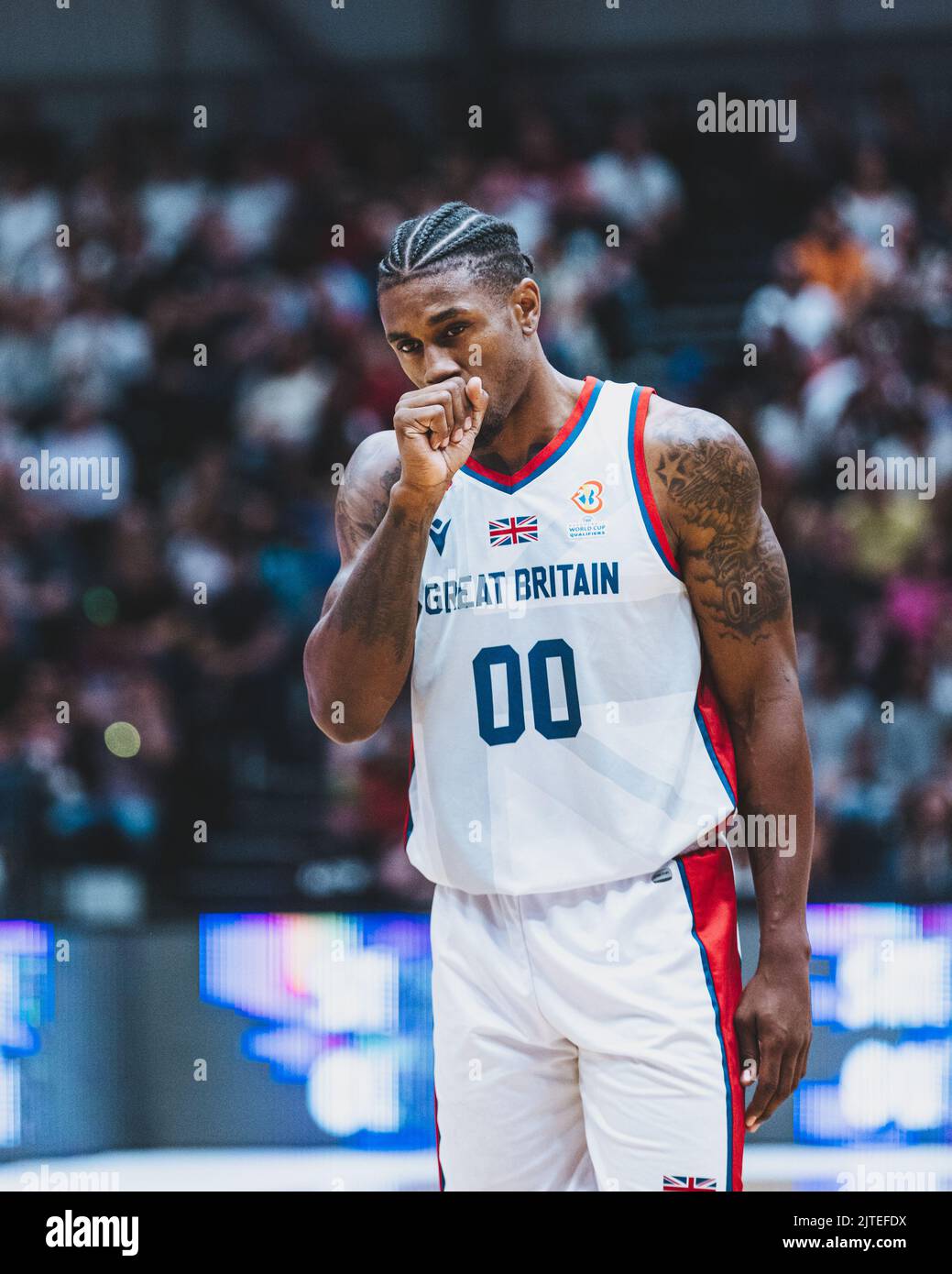 Great Britain nation mens team (team GB)play Latvia in a FIBA World Cup ...