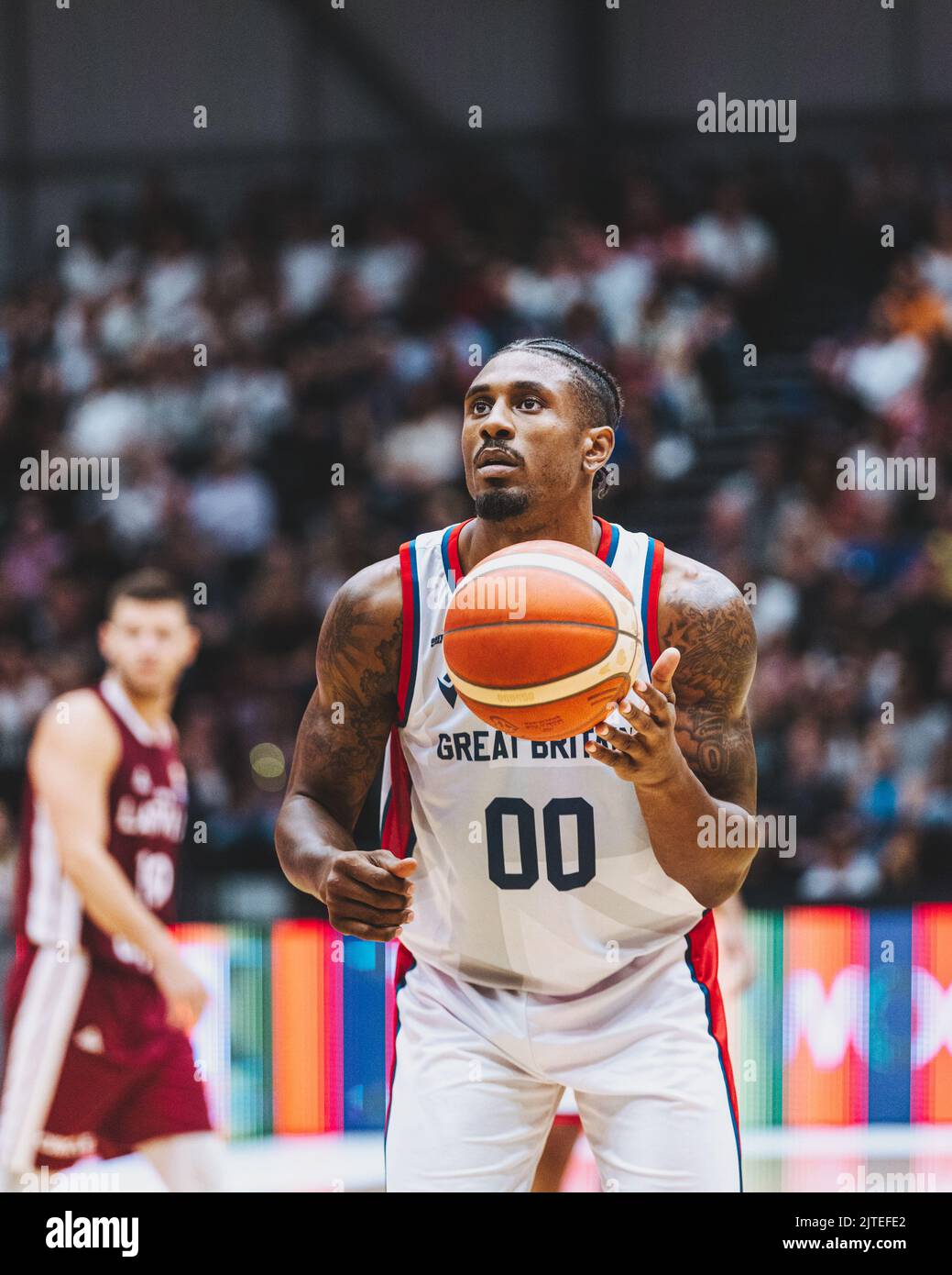 Great Britain nation mens team (team GB)play Latvia in a FIBA World Cup ...