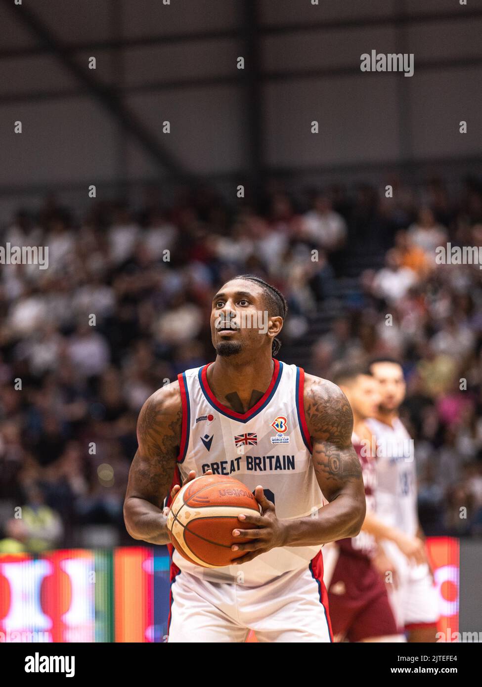 Great Britain nation mens team (team GB)play Latvia in a FIBA World Cup ...