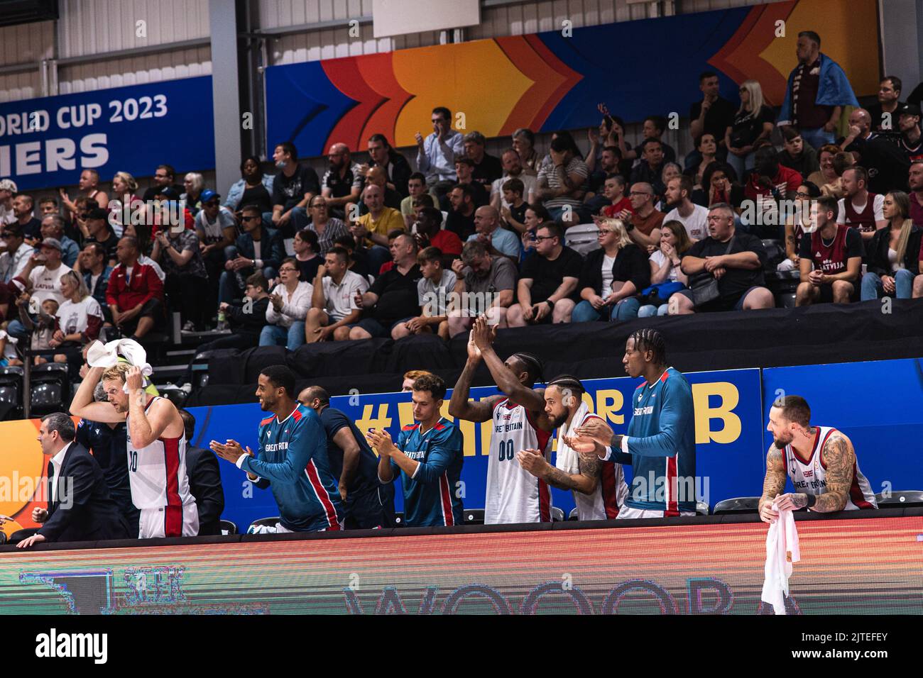 Great Britain nation mens team (team GB)play Latvia in a FIBA World Cup ...