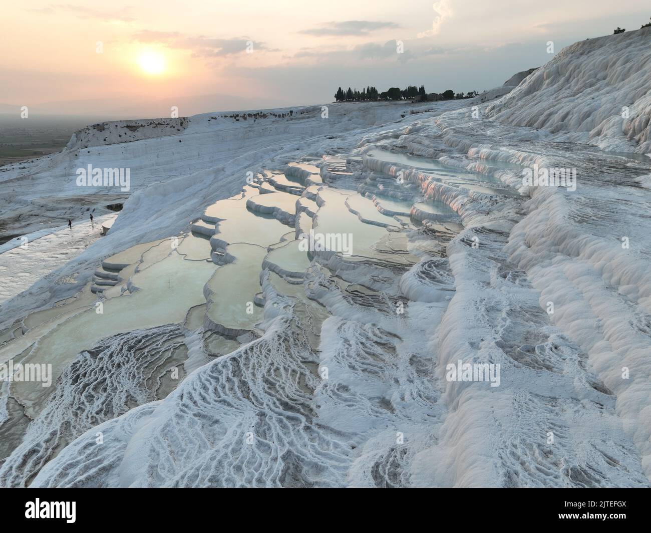 Pamukkale Travertines Cinematic Aerial Drone footage. Turkish famous ...