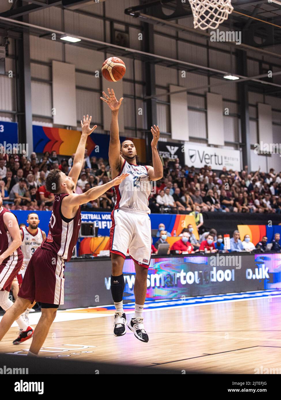 Great Britain nation mens team (team GB)play Latvia in a FIBA World Cup ...
