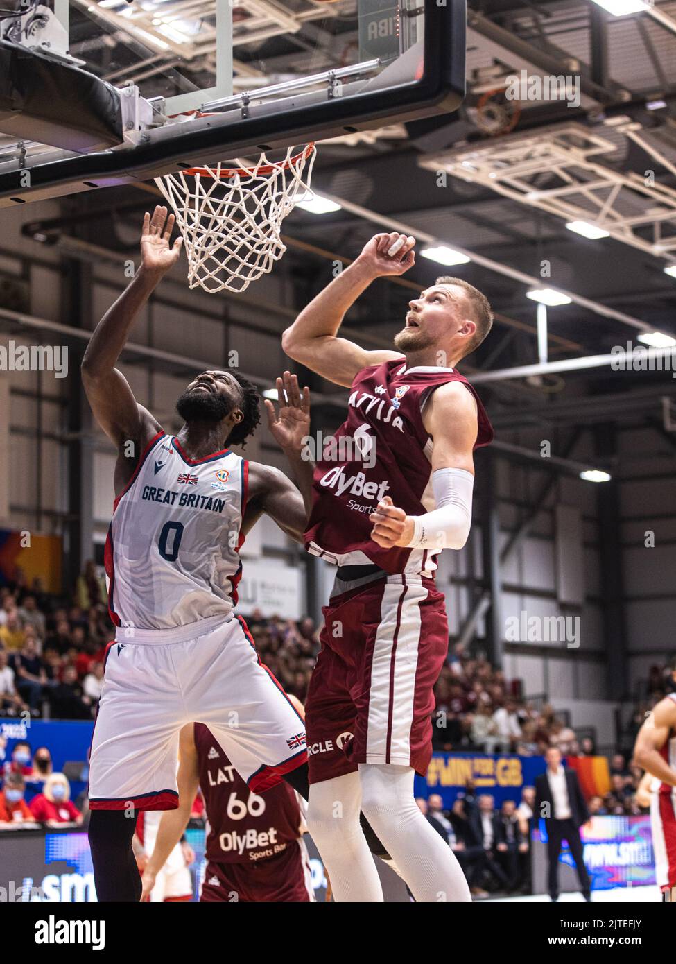 Great Britain nation mens team (team GB)play Latvia in a FIBA World Cup ...