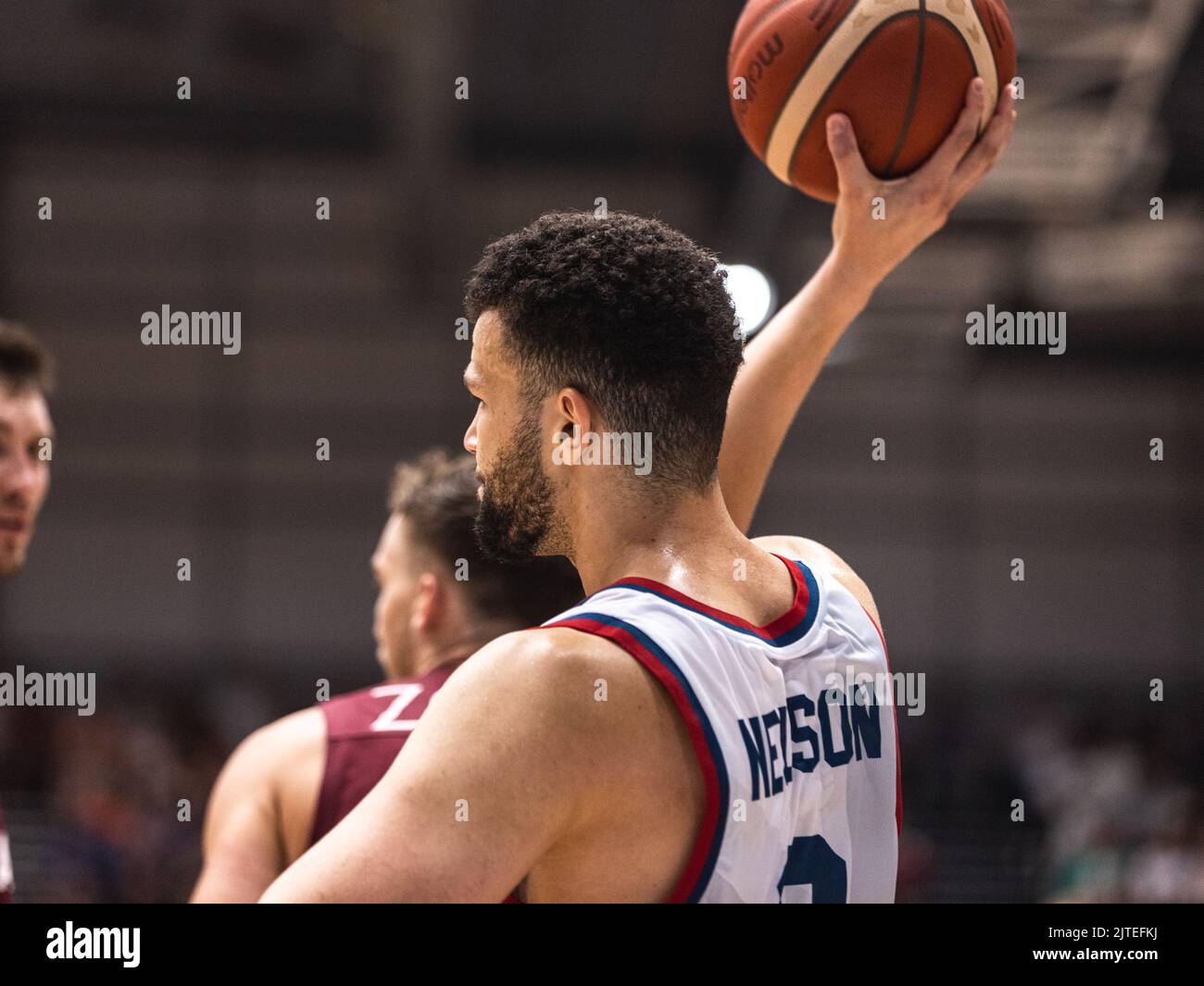 Great Britain nation mens team (team GB)play Latvia in a FIBA World Cup ...