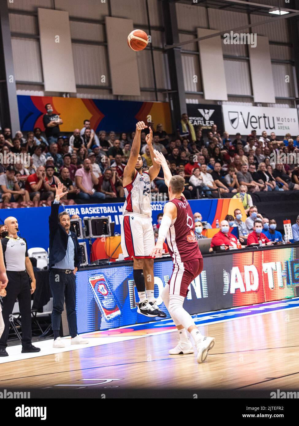 Great Britain nation mens team (team GB)play Latvia in a FIBA World Cup ...