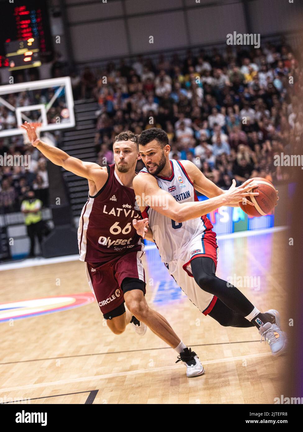 Great Britain nation mens team (team GB)play Latvia in a FIBA World Cup ...
