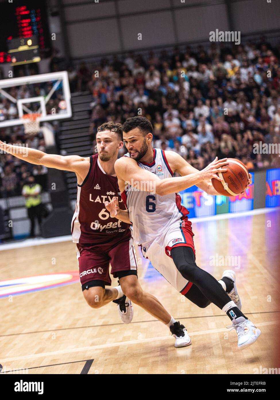 Great Britain nation mens team (team GB)play Latvia in a FIBA World Cup ...