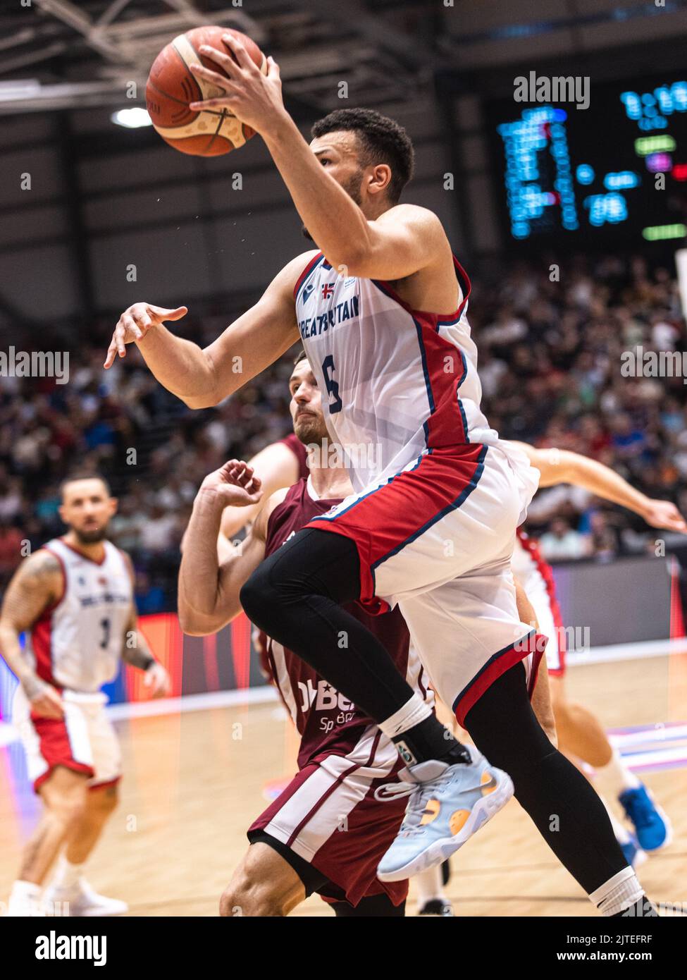 Great Britain nation mens team (team GB)play Latvia in a FIBA World Cup ...