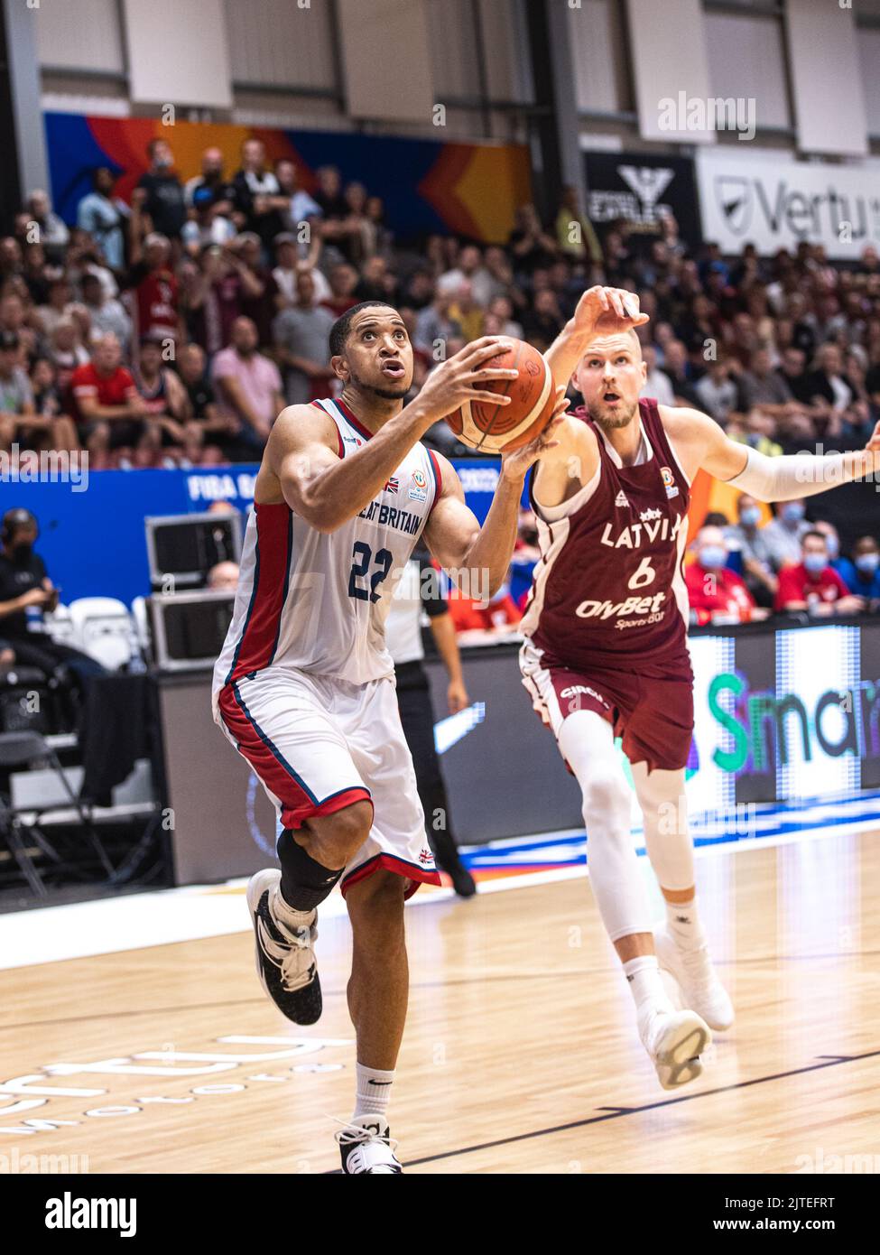 Great Britain nation mens team (team GB)play Latvia in a FIBA World Cup ...