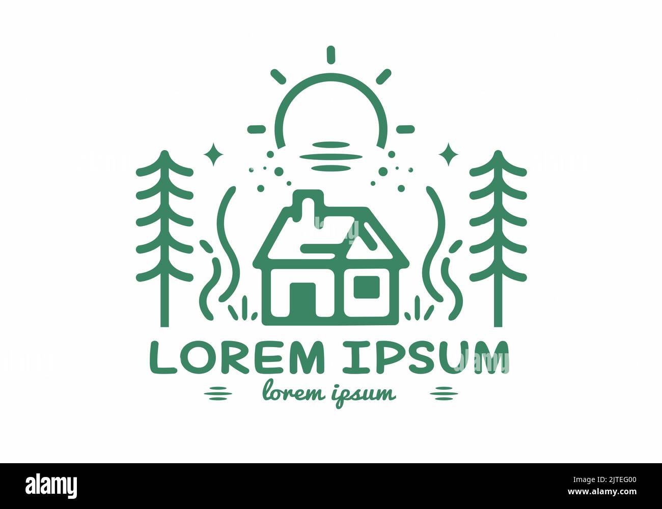 Simple and small house monline art illustration design Stock Vector ...