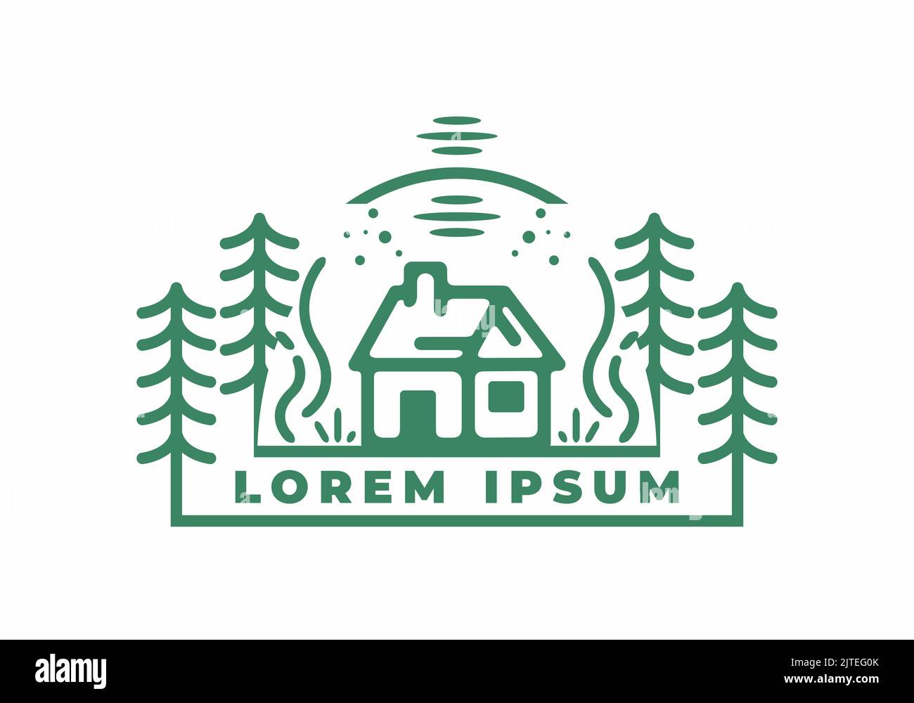 Simple and small house monline art illustration design Stock Vector ...