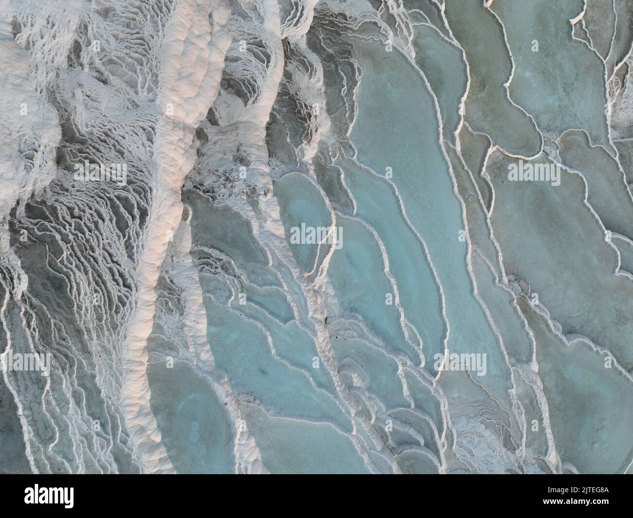 Pamukkale Travertines Cinematic Aerial Drone footage. Turkish famous ...