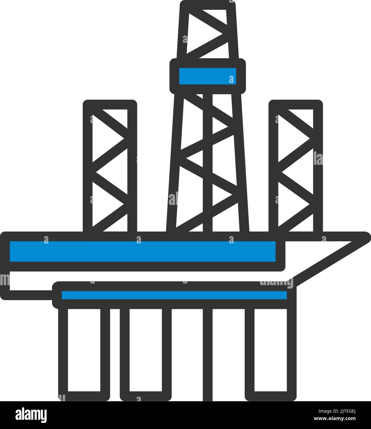 Oil Sea Platform Icon. Editable Bold Outline With Color Fill Design ...