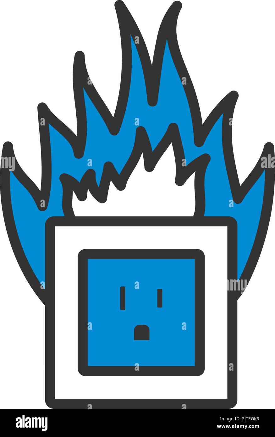 Electric Outlet Fire Icon. Editable Bold Outline With Color Fill Design ...